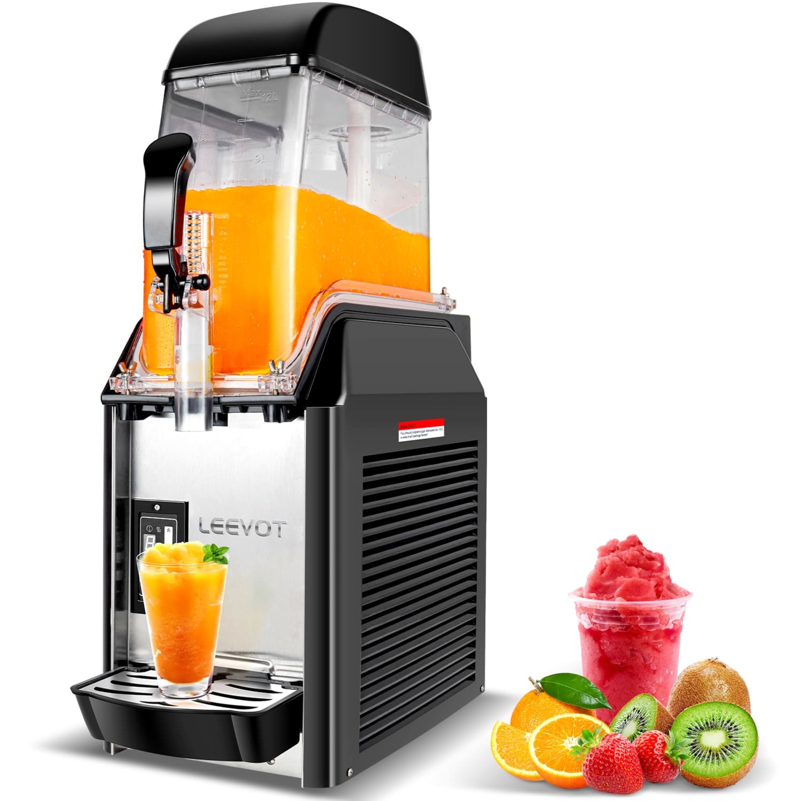 LEEVOT Single-Bowl 12L Commercial Slush Machine - Stainless Steel ...
