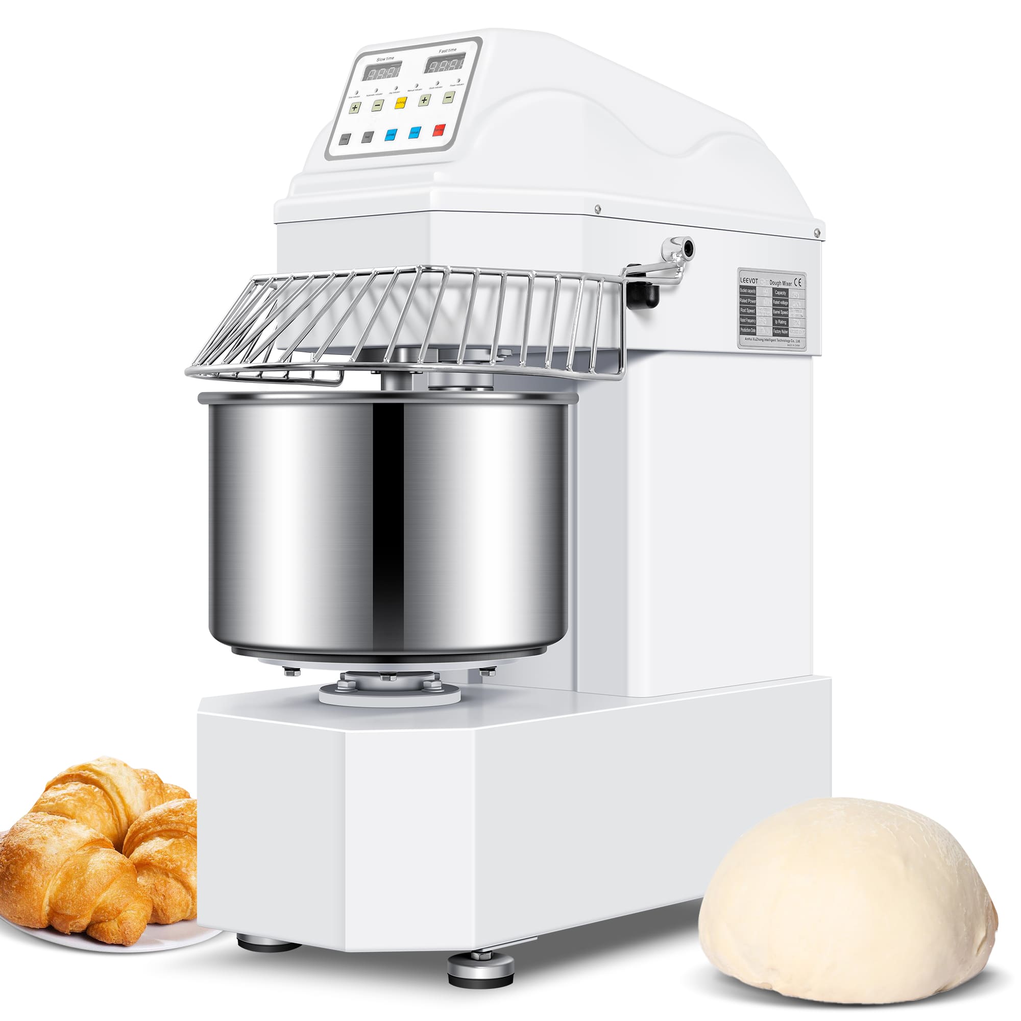Commercial 30L Spiral Dough Mixer with 2-Speed Motor and Auto-Stop ...